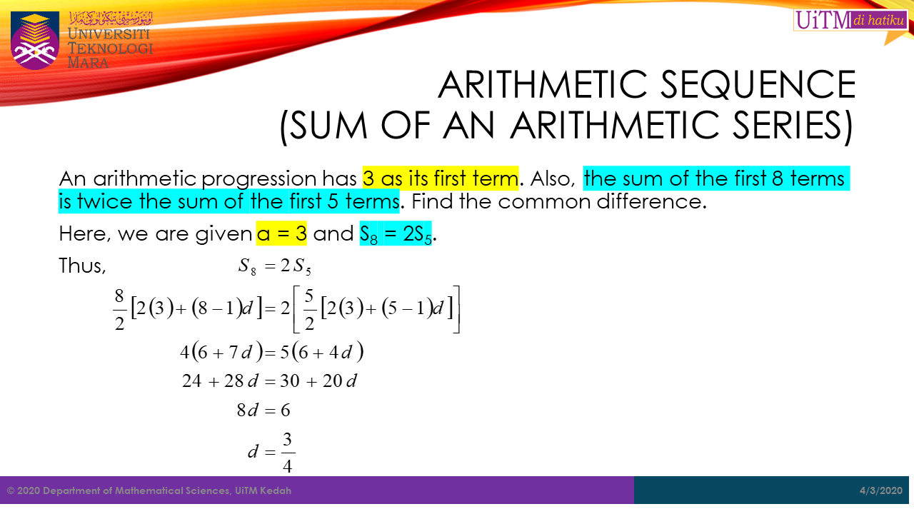 Business Mathematics for UiTM - Sequence